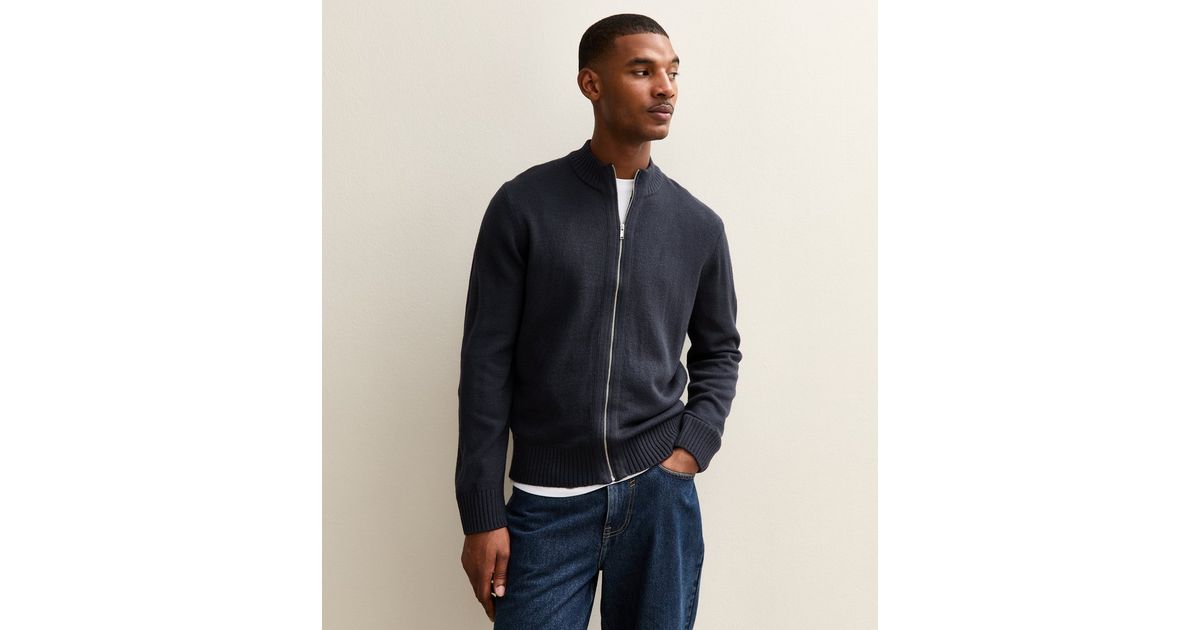 Navy Regular Zip Up Jumper | New Look