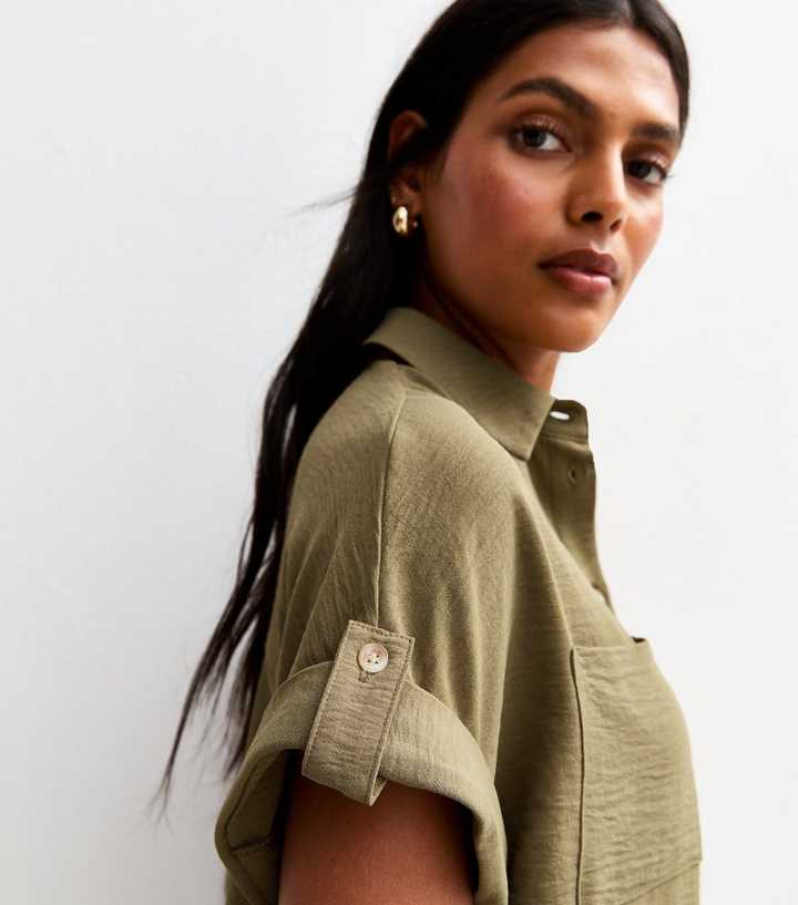 Khaki Chest Pocket Short Sleeve Shirt | New Look