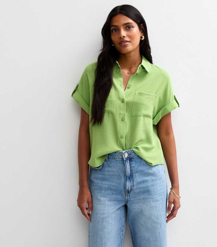 Green Chest Pocket Short Sleeve Shirt | New Look