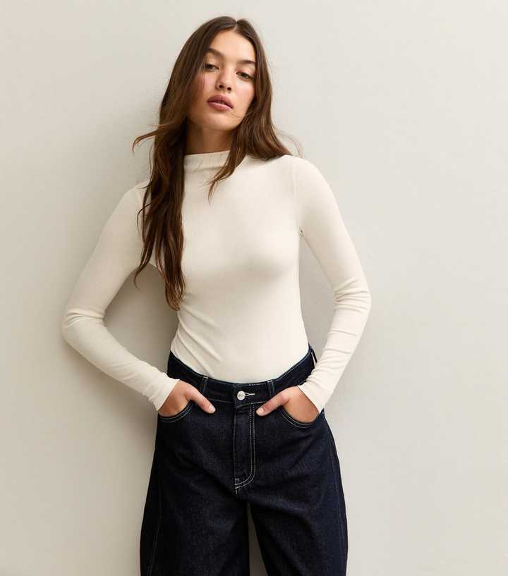 Off White High Cowl Neck Long Sleeve Body | New Look