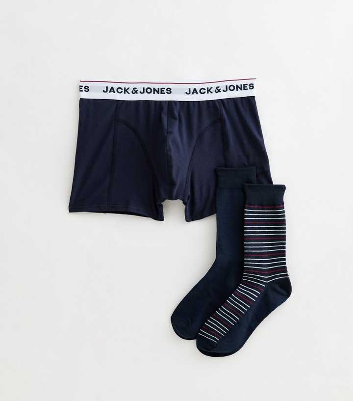 Jack & Jones Navy Boxers and Socks Gift Set | New Look
