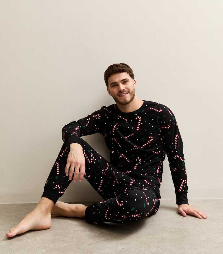 Jack & Jones Black Candy Cane Printed Lounge Set | New Look