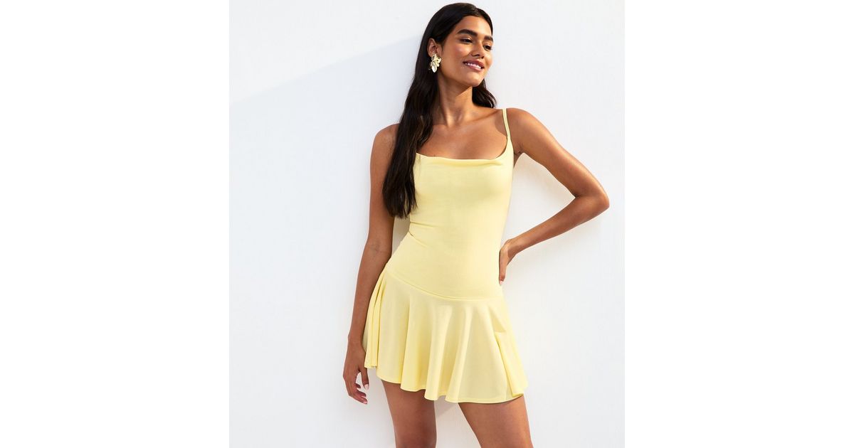 Pink Vanilla Light Yellow Strappy Flippy Mini Dress | New Look