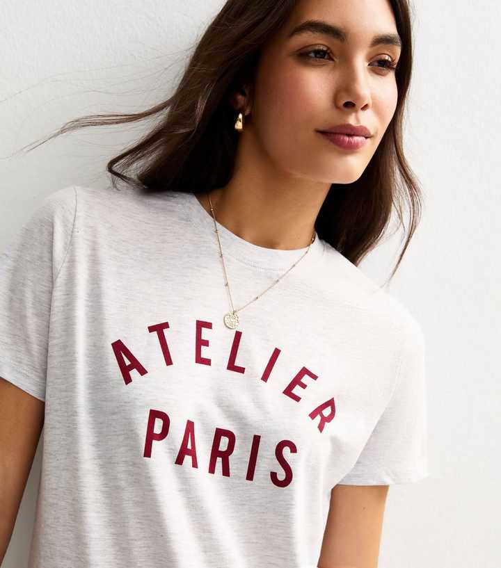 Light Grey Atelier Paris Relaxed T-Shirt | New Look