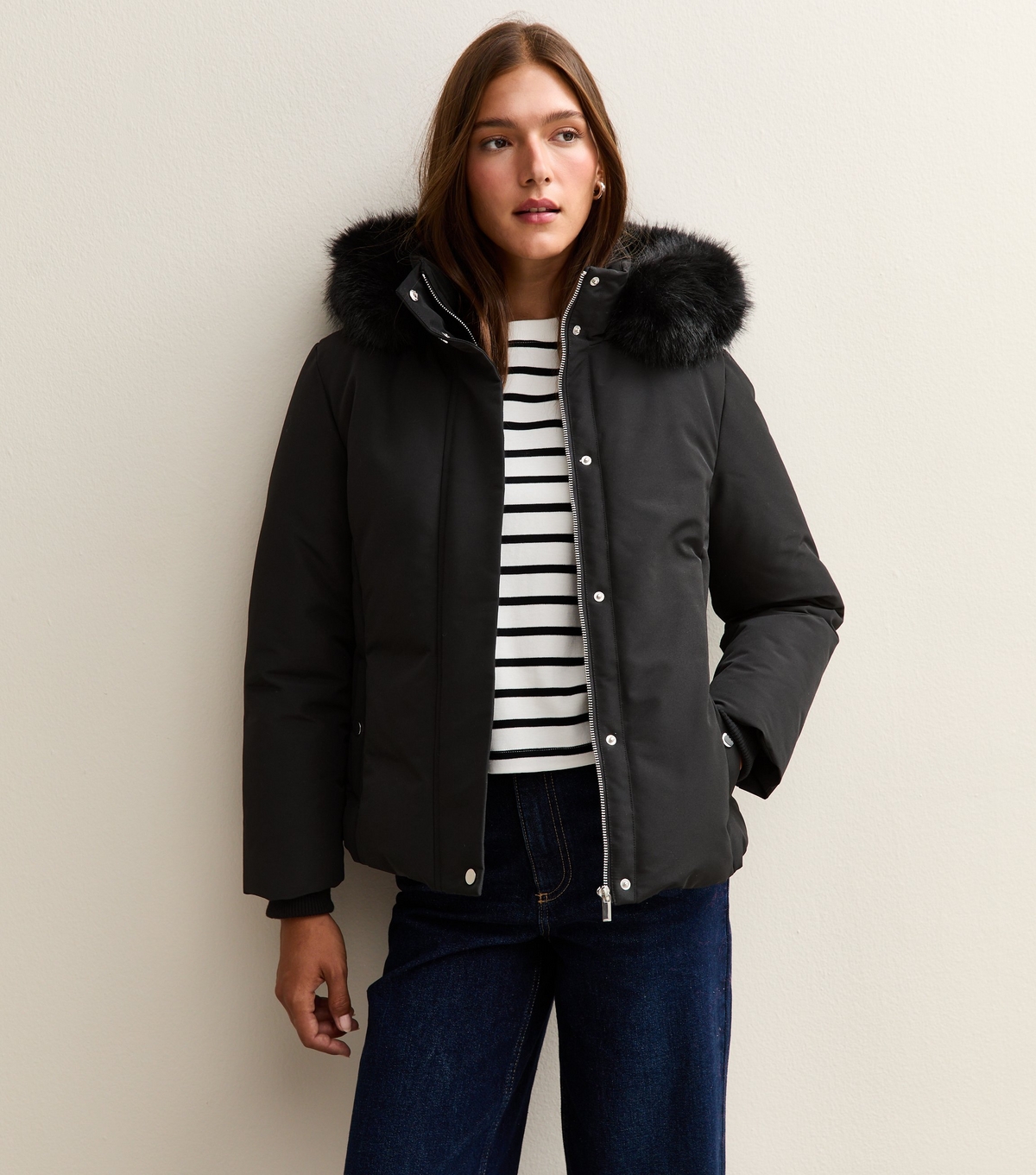 Women's Black Premium Hooded Puffer Jacket New Look Rewards - Monetha