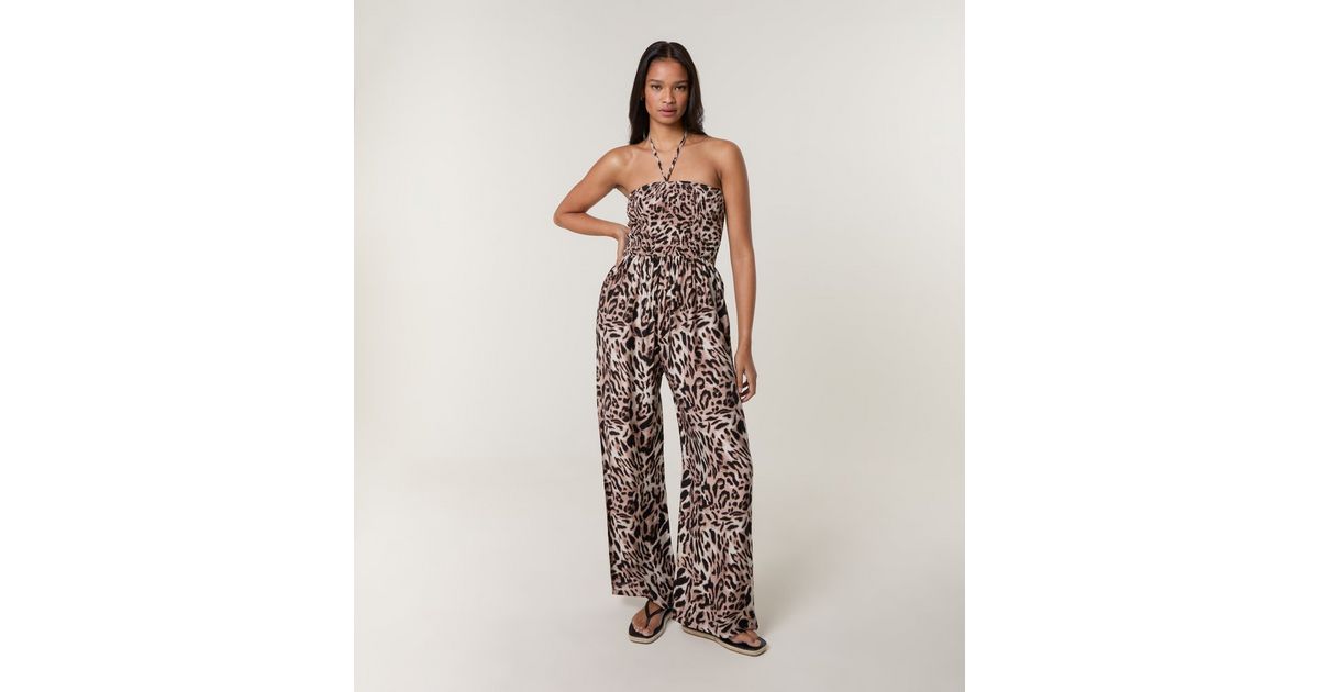 Blue Vanilla Rust Leopard Print Bandeau Jumpsuit | New Look