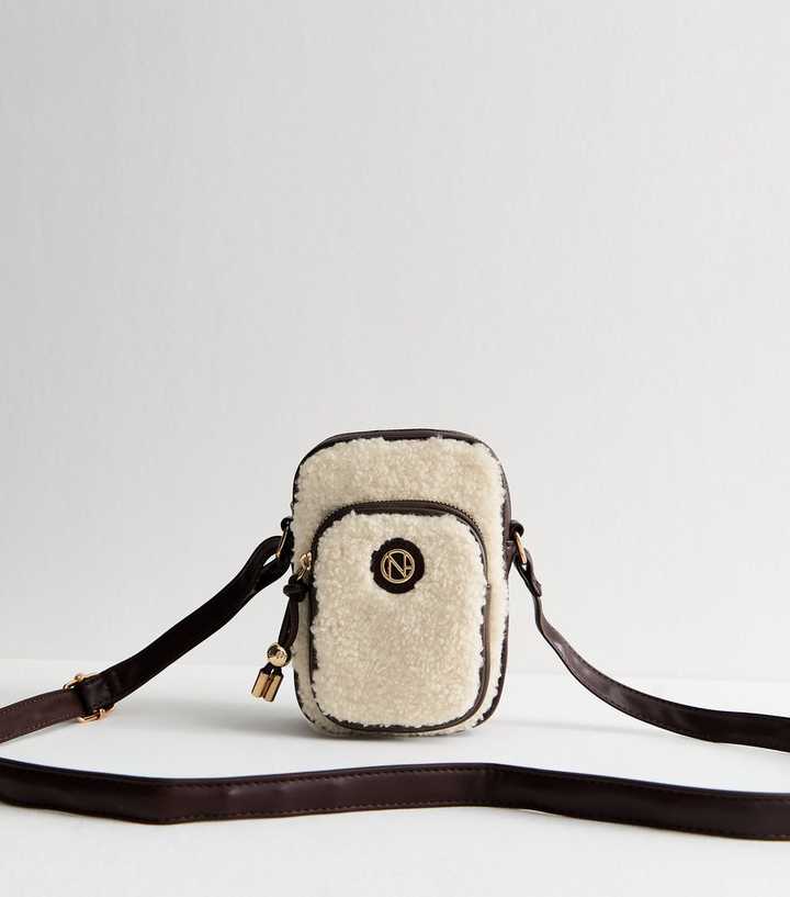 Cream Borg Phone Bag | New Look