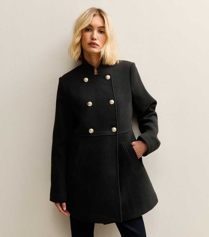Black Double Breasted Coat | New Look