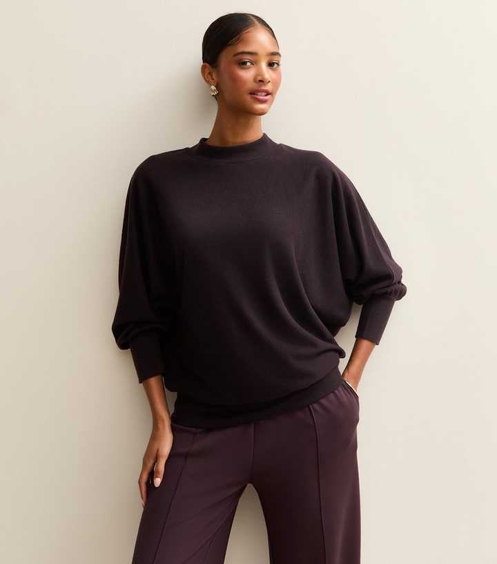 Dark Purple Soft Touch Batwing Jumper | New Look