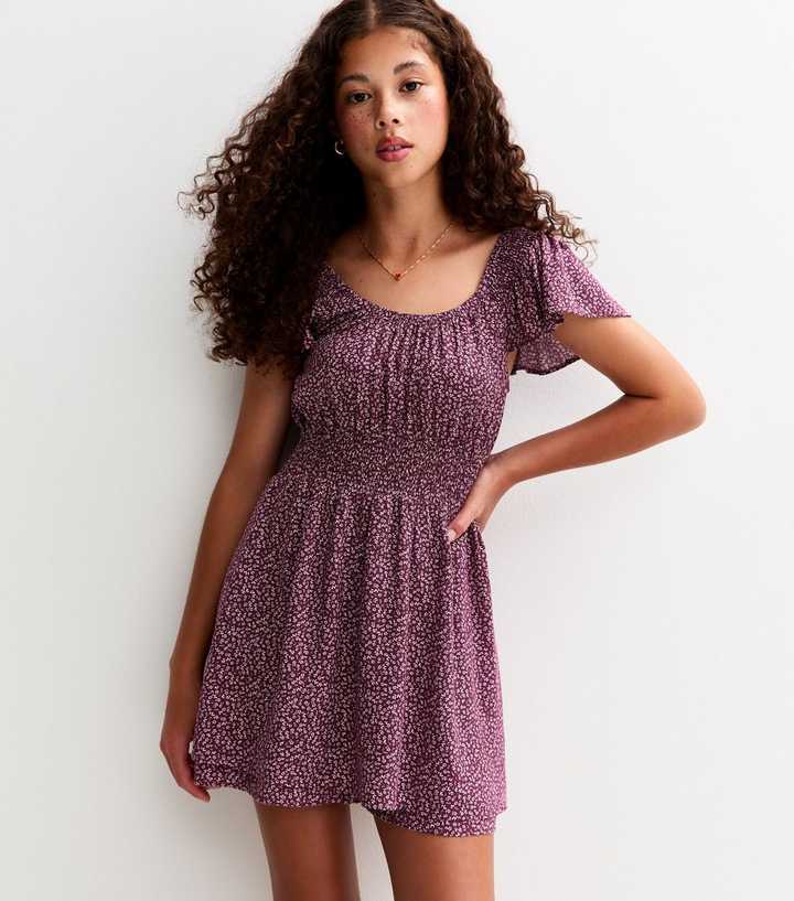 Girls Red Floral Print Skater Skort Dress | New Look