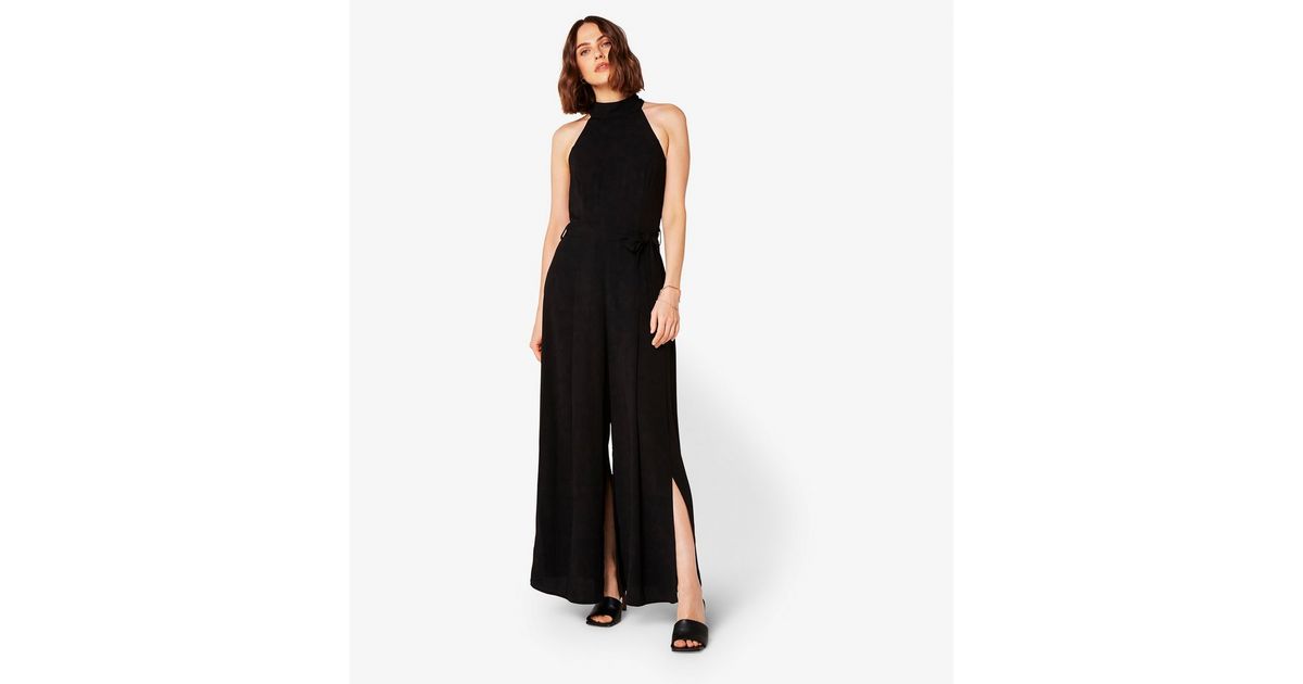 Apricot Black Halterneck Split Leg Jumpsuit | New Look