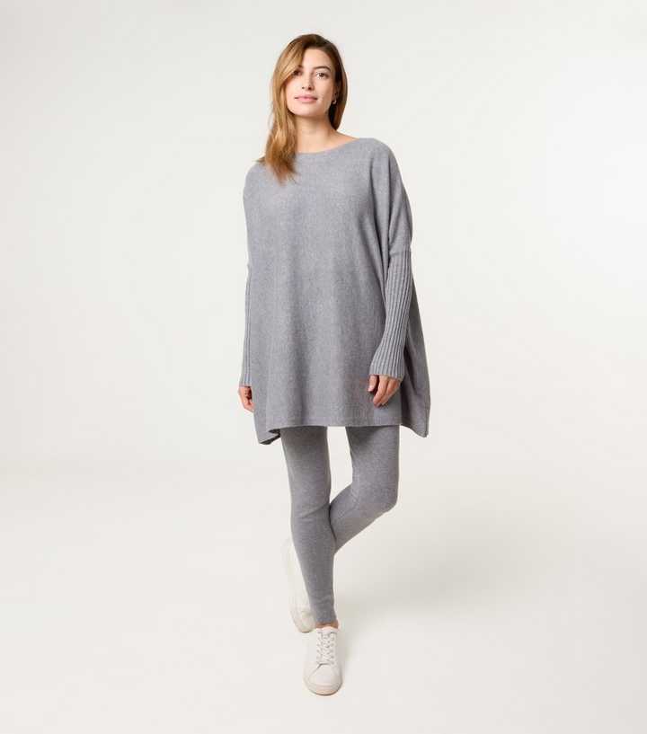 Blue Vanilla Grey Melange Knitted Jumper and Legging Set | New Look