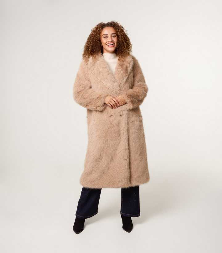 Blue Vanilla Brown Long Fluffy Coat | New Look