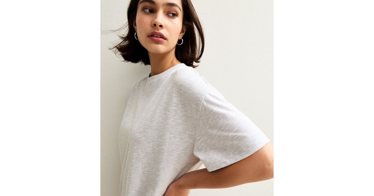Light Grey Oversized Short Sleeve T-Shirt | New Look