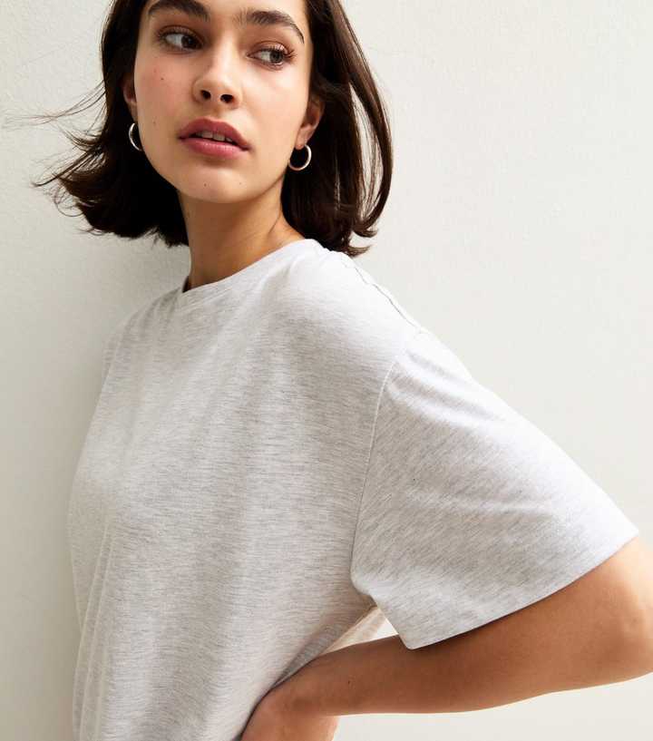 Light Grey Oversized Short Sleeve T-Shirt | New Look