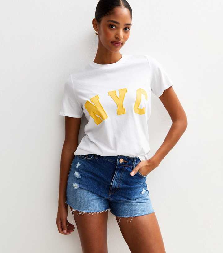 White NYC Slogan T-Shirt | New Look