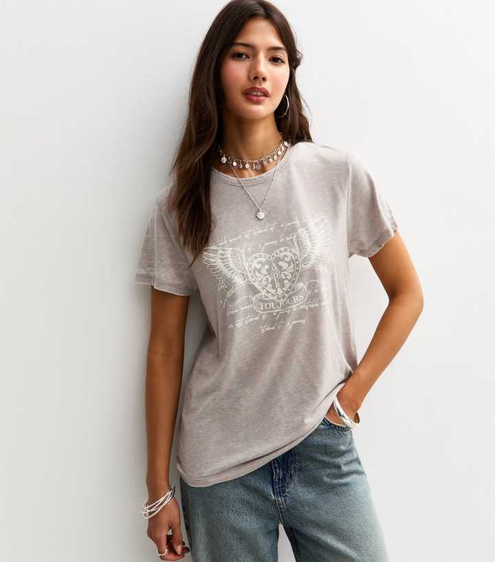 Mink Rock Burnout Relaxed Fit T-Shirt | New Look