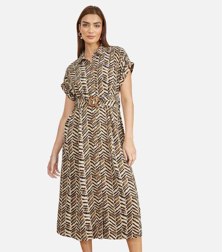 Yumi Black Chevron Print Shirt Dress | New Look