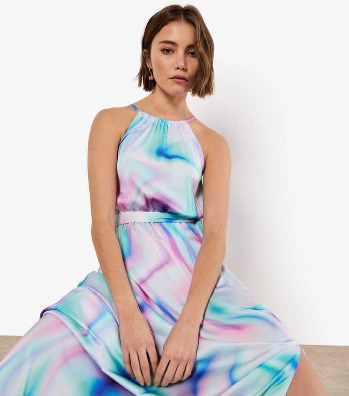 Apricot Mint Green Satin Gradient Print Maxi Dress | New Look