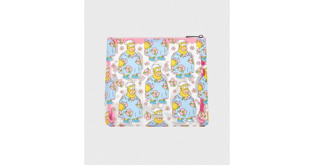 Skinnydip Light Blue Homer Simpson Print Wash Bag | New Look