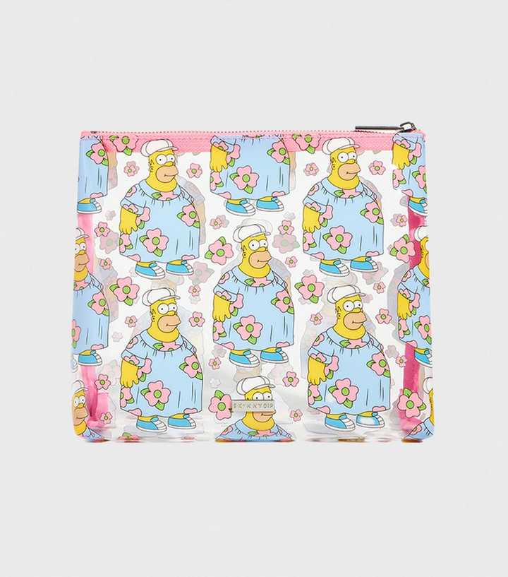 Skinnydip Light Blue Homer Simpson Print Wash Bag | New Look