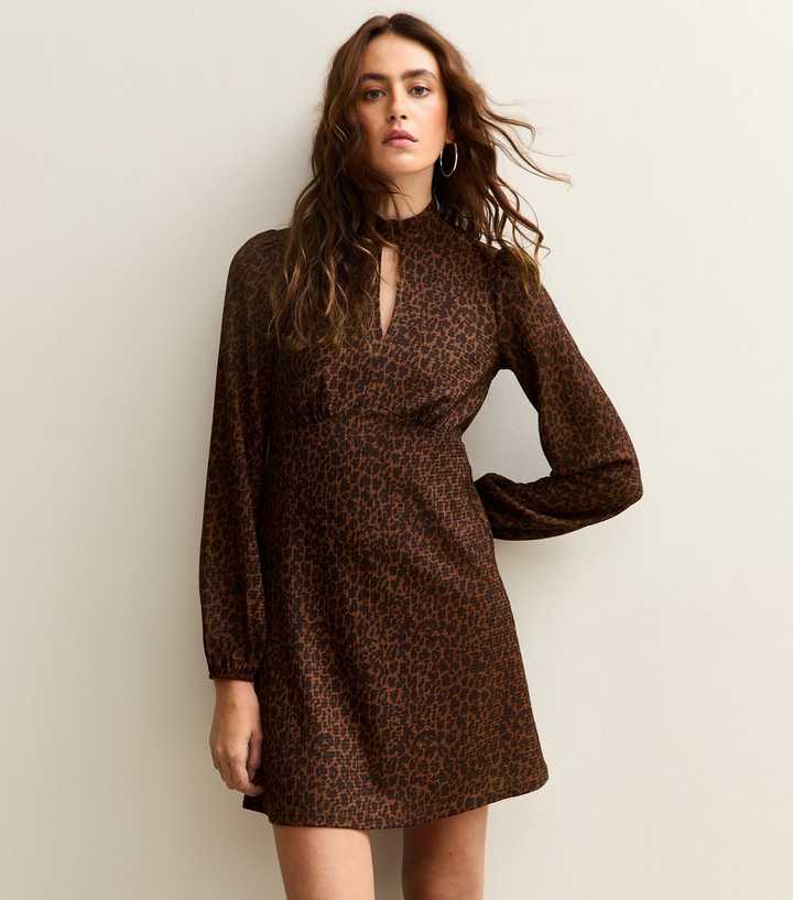 Brown Animal Print Keyhole Mini Dress | New Look