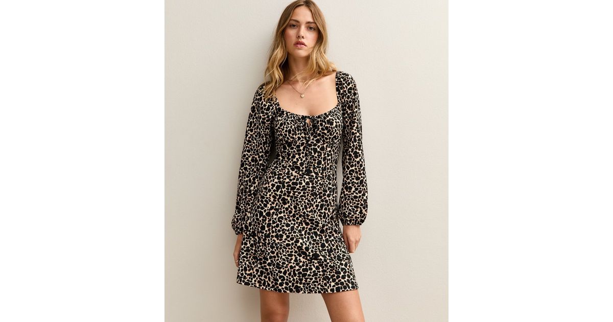 Brown Leopard Print Milkmaid Mini Dress | New Look