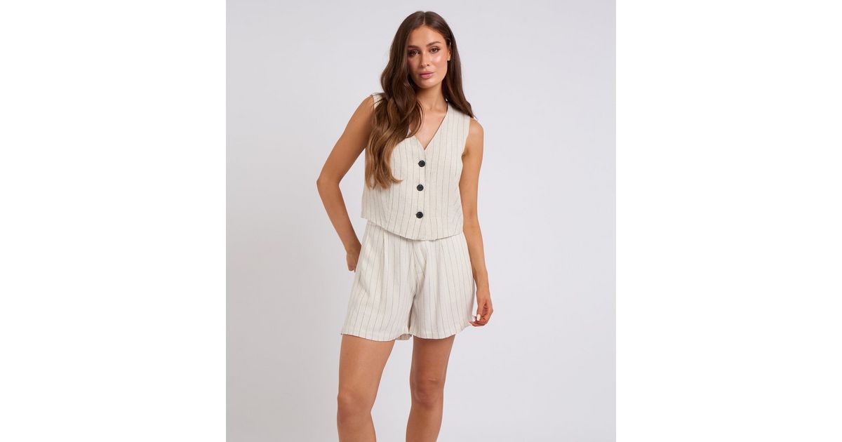 Urban Bliss Stone Striped Waistcoat | New Look