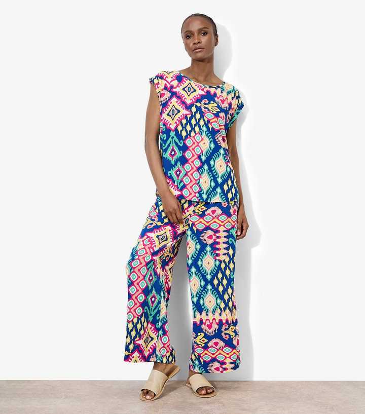 Apricot Blue Ikat Print Colour Pop Top | New Look