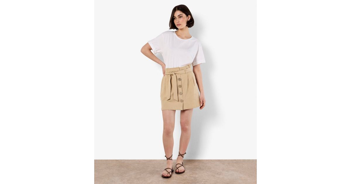Apricot Stone Paper Bag Mini Skirt | New Look