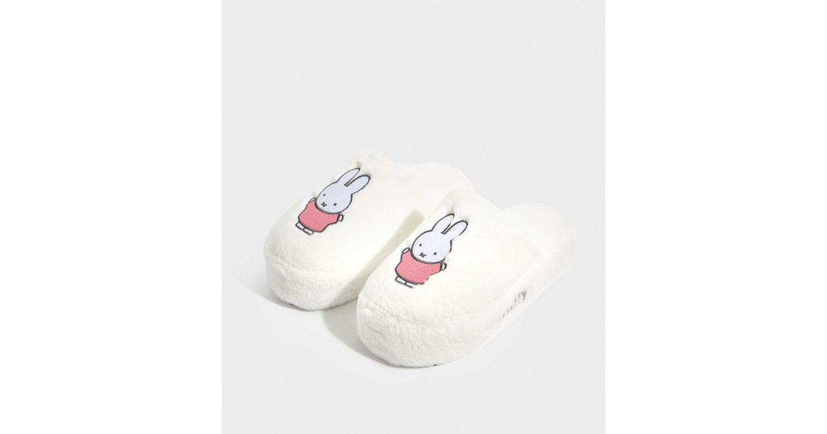 Skinnydip White Embroidered Miffy Slippers | New Look