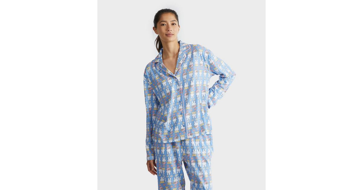 Skinnydip Blue Miffy Flower Print Shirt and Trousers Pyjama Set | New Look