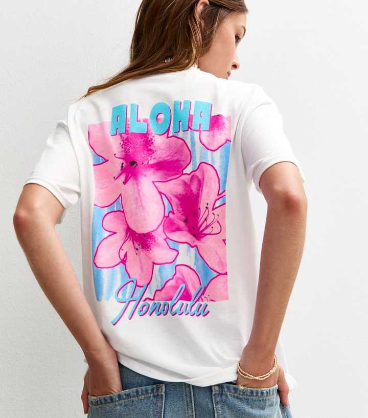 Girls White Aloha Honolulu Floral Print T-Shirt | New Look