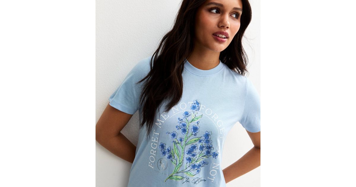 Blue Forget Me Not Flower Print T-Shirt | New Look