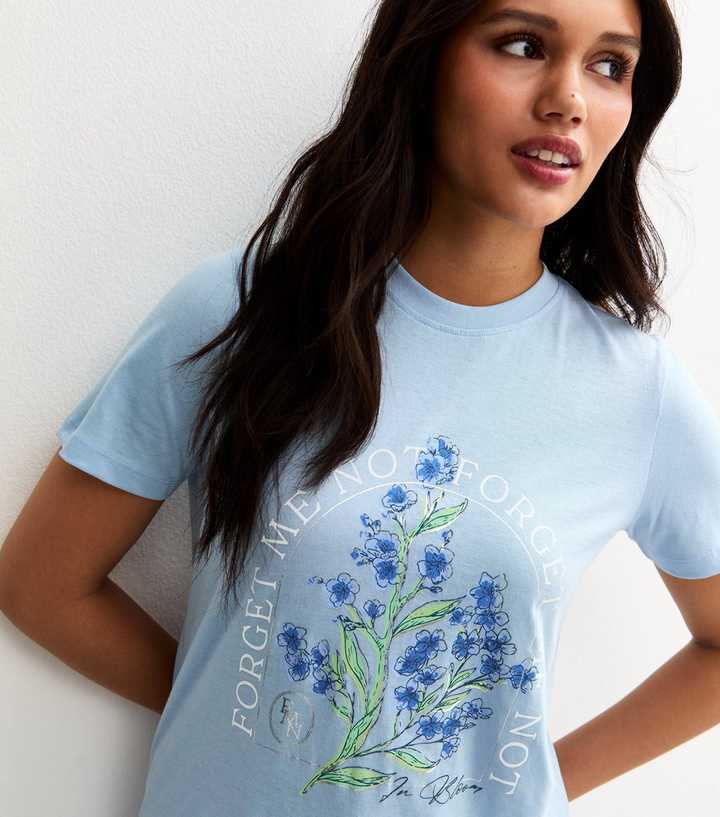 Blue Forget Me Not Flower Print T-Shirt | New Look