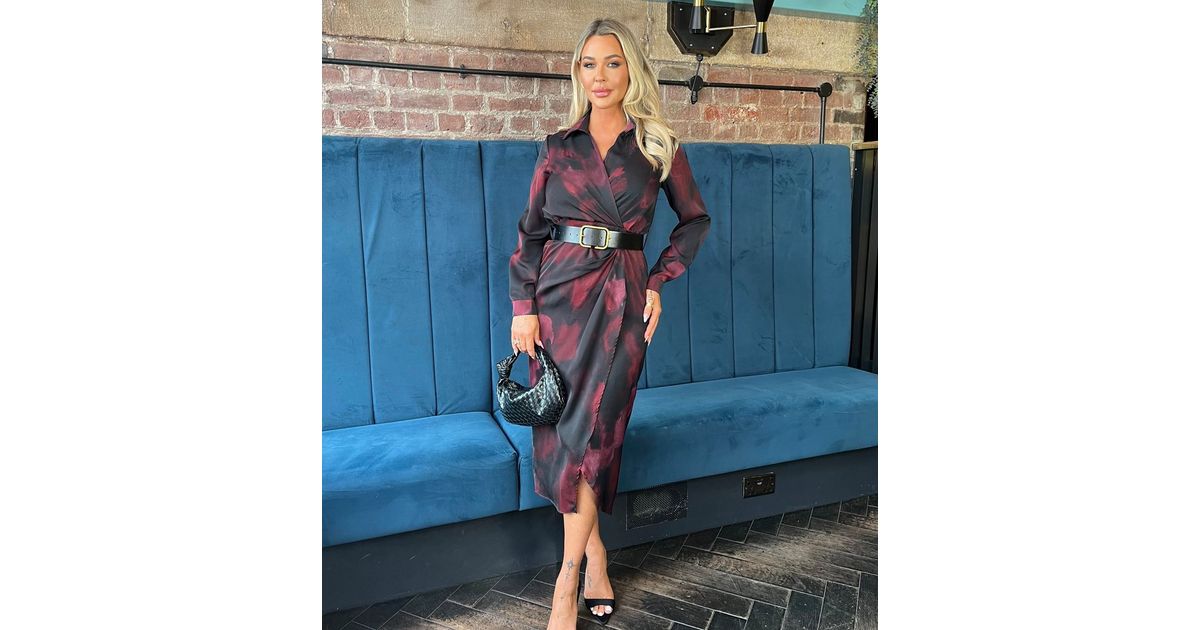 AX Paris Dark Purple Belted Wrap Midi Dress | New Look