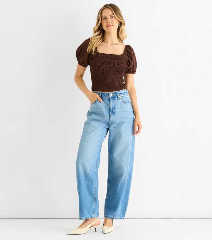 Gini London Rust Puff Sleeve Top | New Look