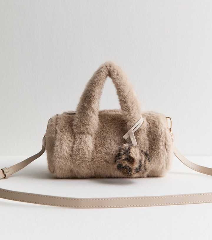 Mink Faux Fur Pom Pom Cross Body Bag | New Look