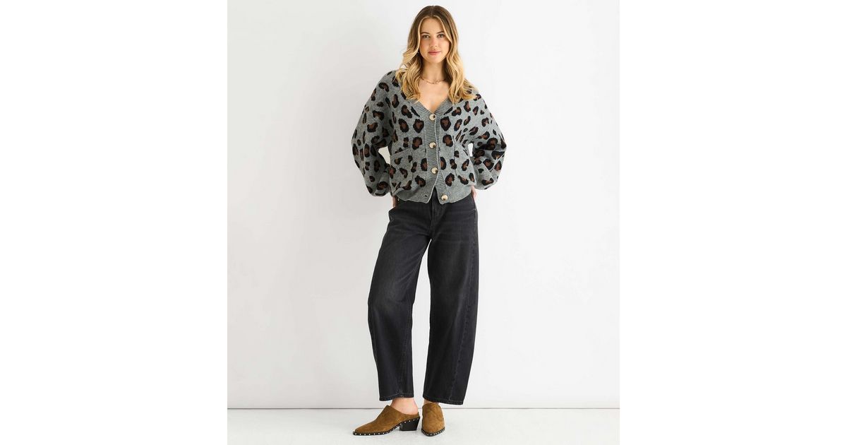 Gini London Grey Animal Print Cardigan | New Look