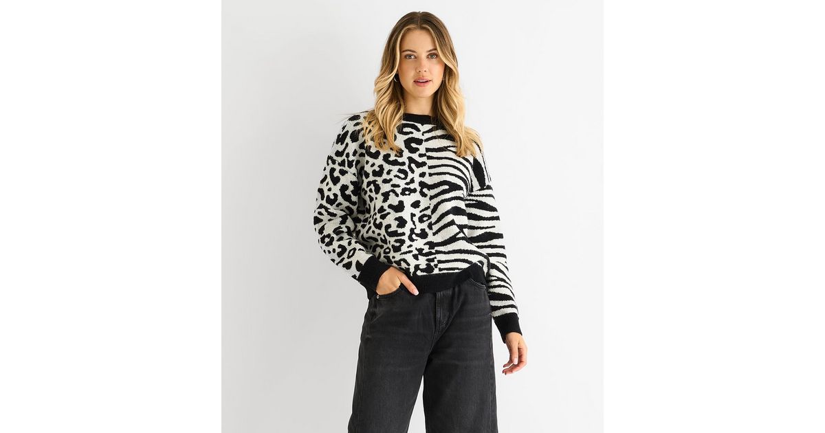 Gini London Black Animal Patterned Jumper | New Look