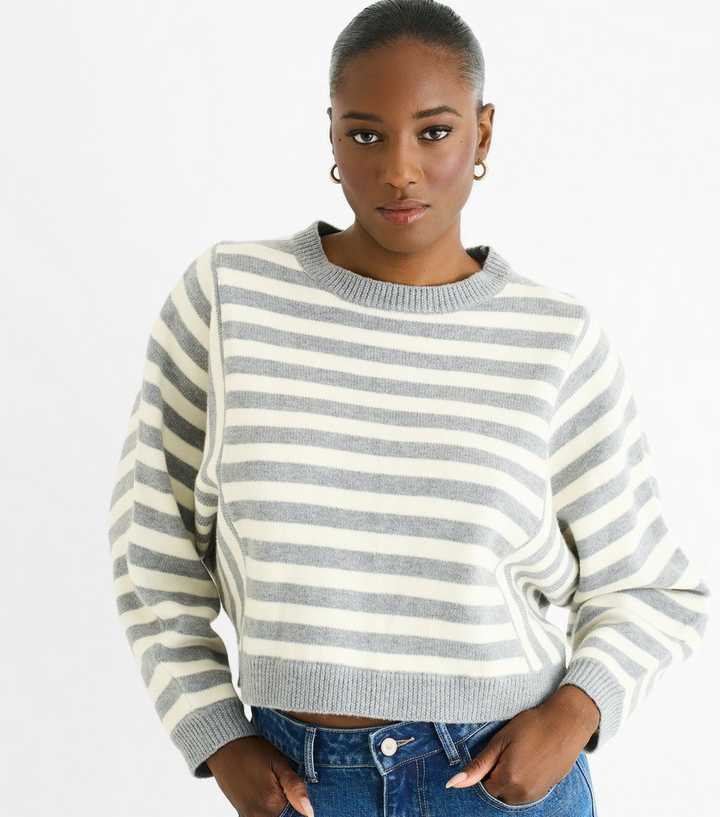Gini London Grey Striped Jumper | New Look