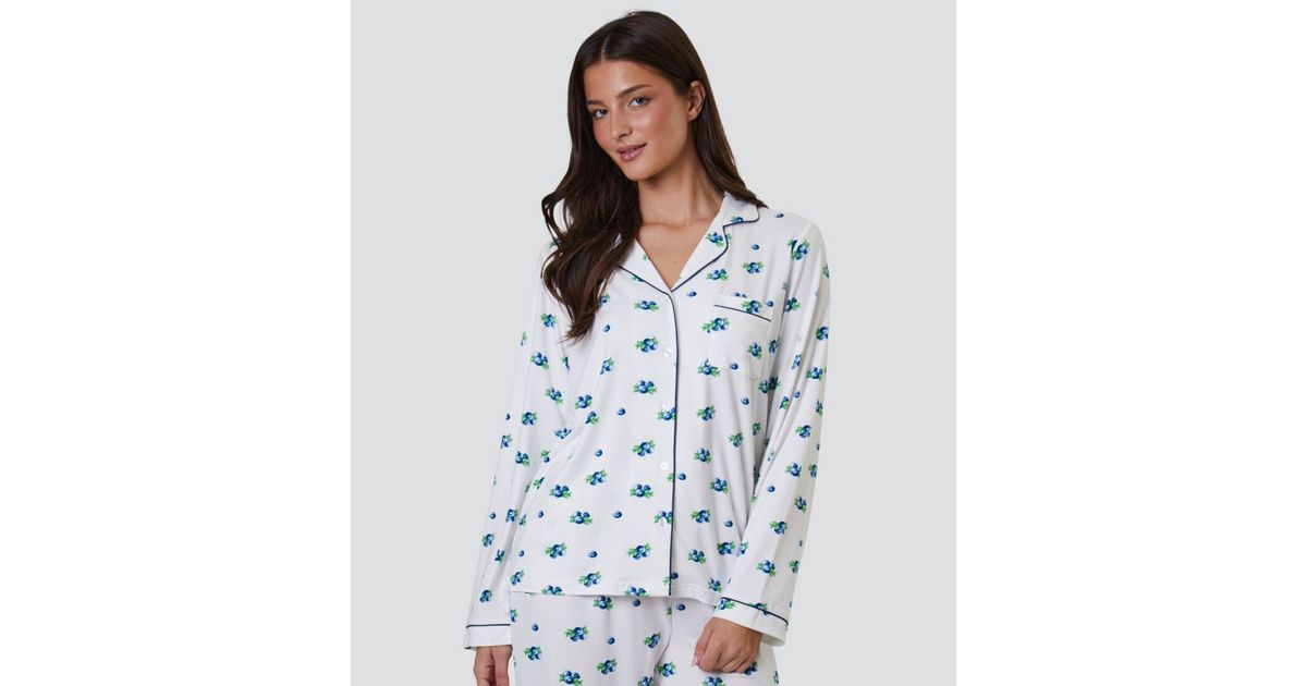 Loungeable Blue Blueberry Print Long Sleeve Pyjama Set | New Look