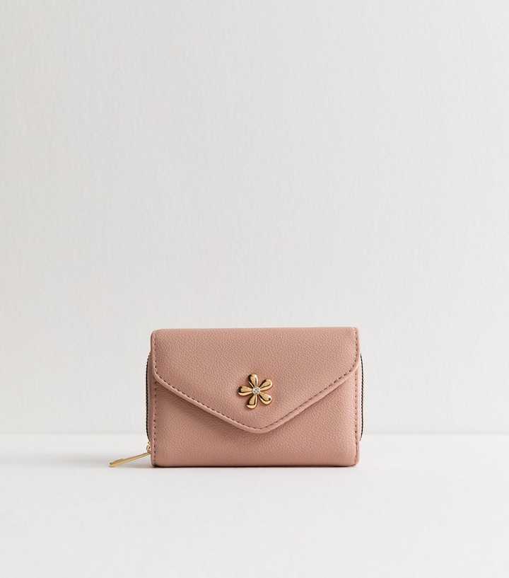 Pink Faux Leather Flower Purse | New Look