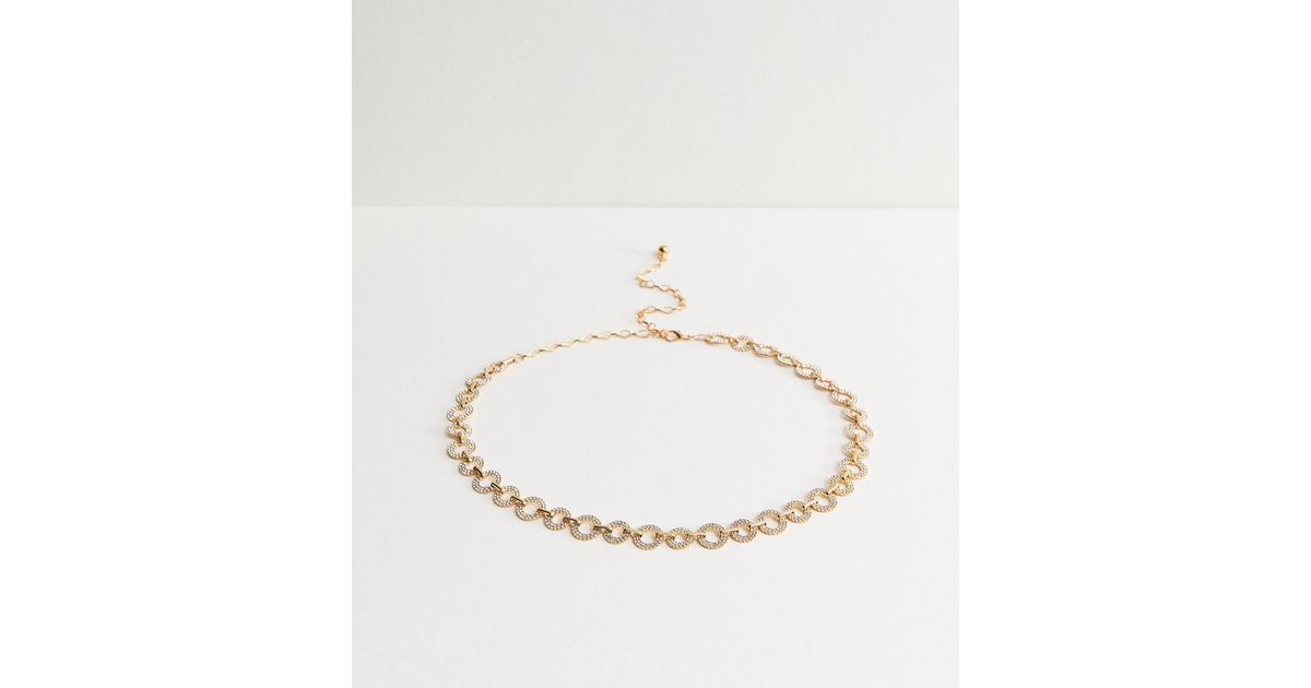 Gold Tone Diamante Chain Belt | New Look