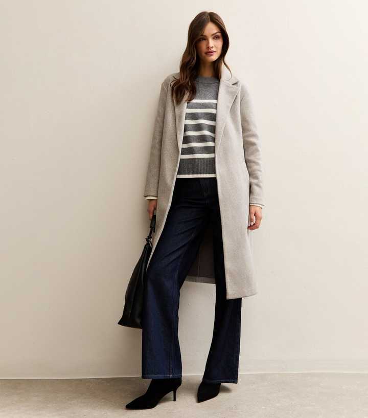 Tall Light Grey Longline Formal Coat | New Look