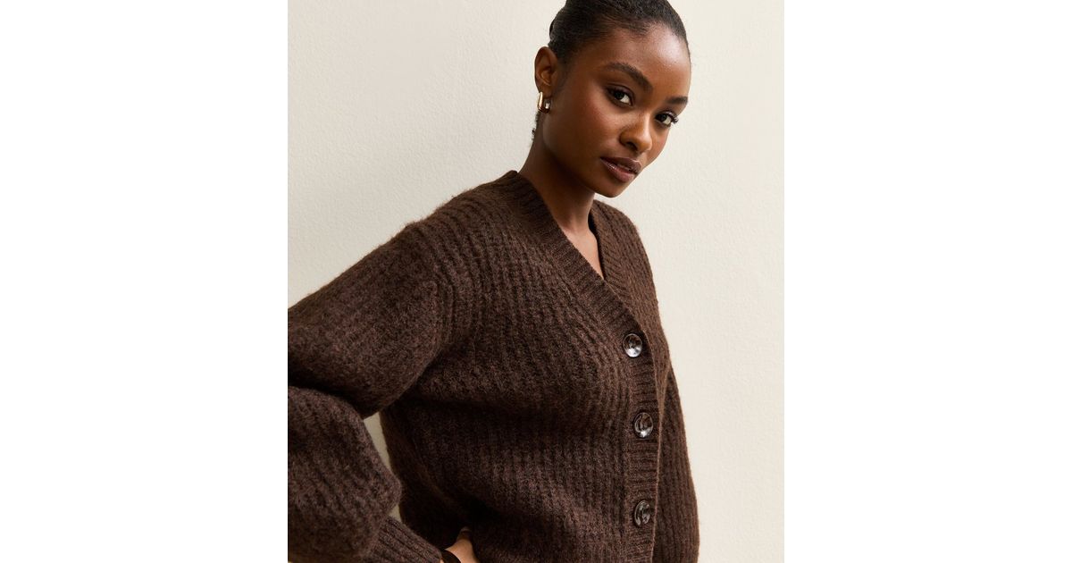 Brown Chunky Knit V-Neck Cardigan | New Look