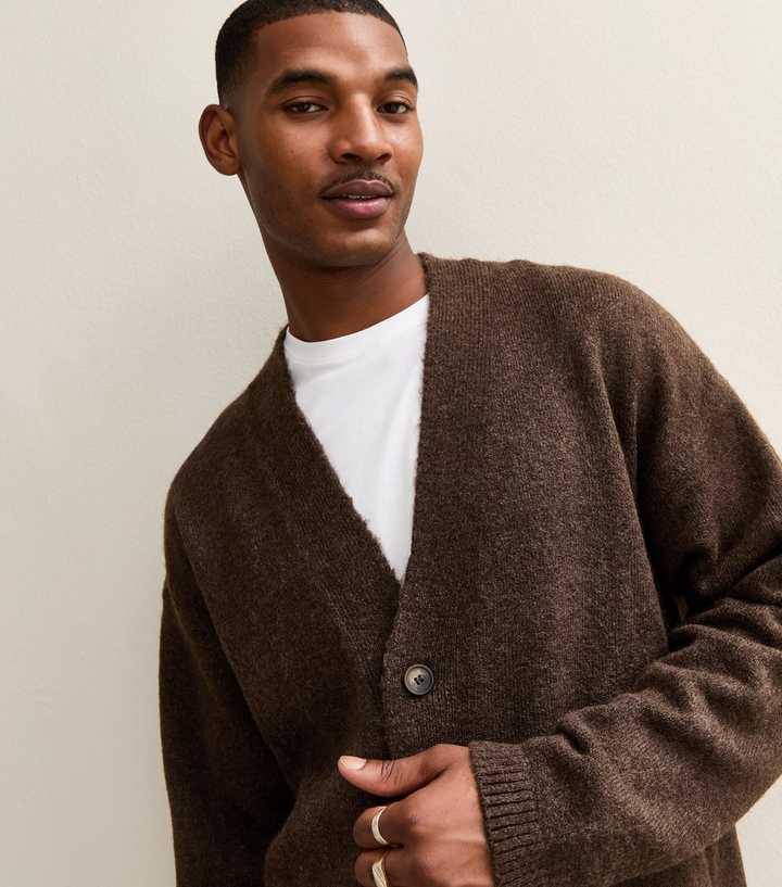 Brown Relaxed Fluffy V Neck Cardigan | New Look