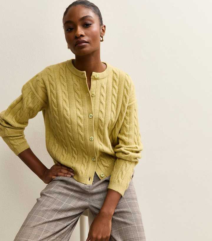 Green Cable Knit Cardigan | New Look
