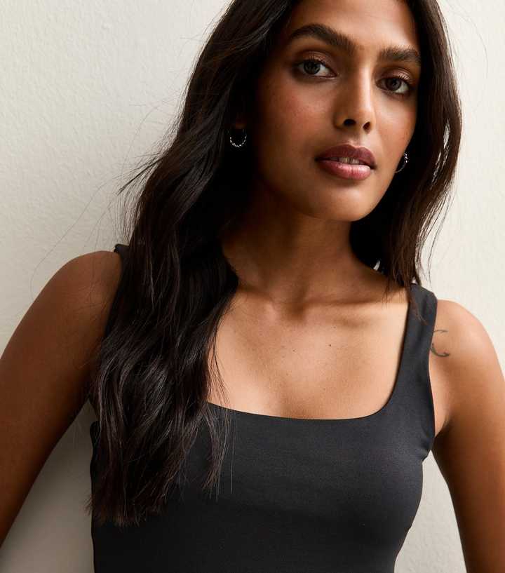 Black Square Neck Jersey Vest | New Look