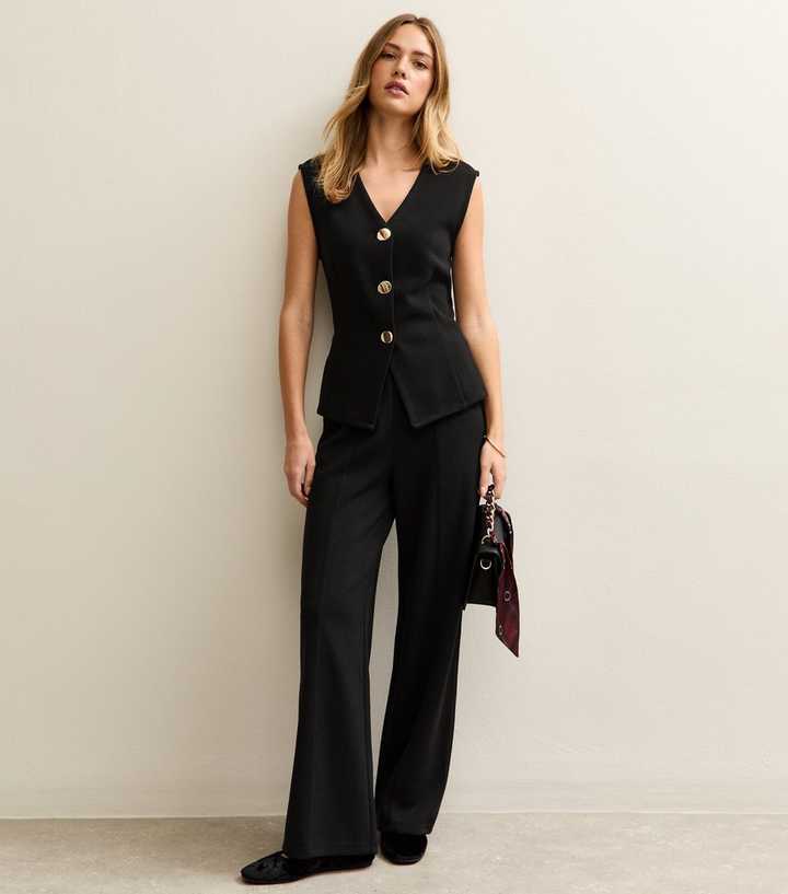 Black Soft Touch Seam Detail Trousers | New Look